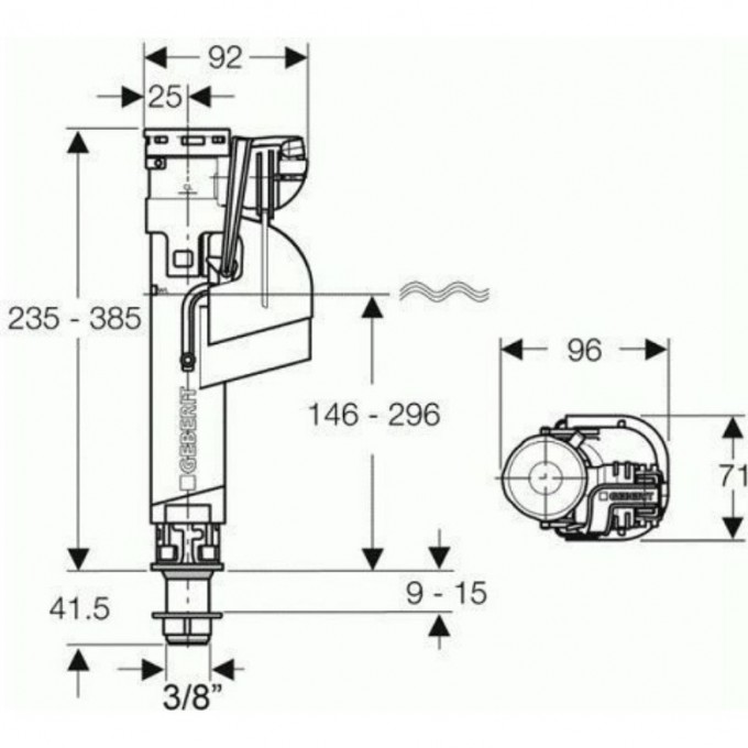 GEBERIT IMPULS 3/8" и 1/2" подвод воды сбоку тип 380 281.004.00.1 ...